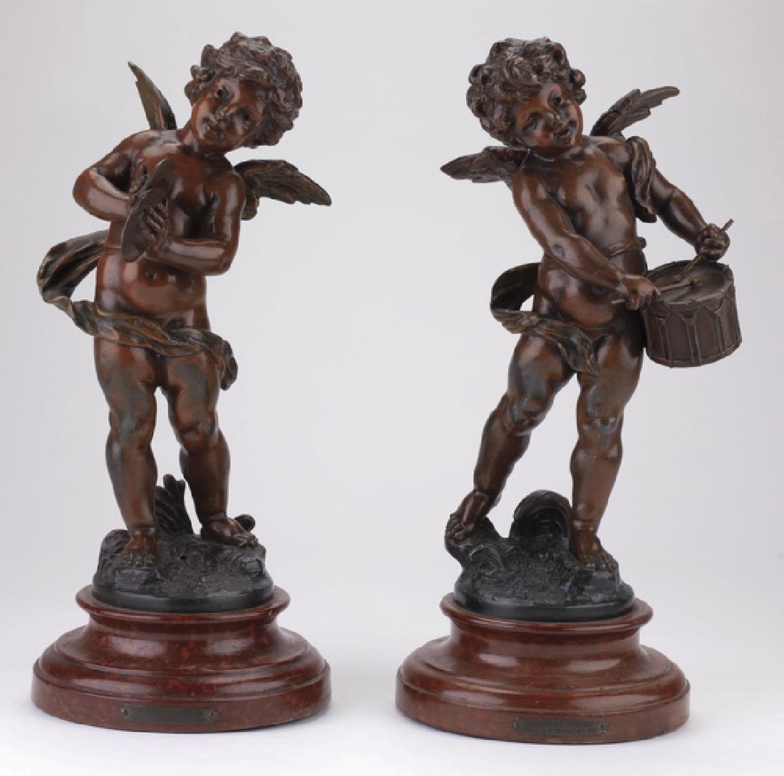 (2) Early 20th c. putti sculptures, after Moreau