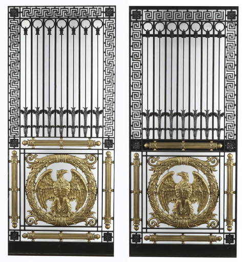 (2) Late 19th C. American Cast Iron Eagle Panels