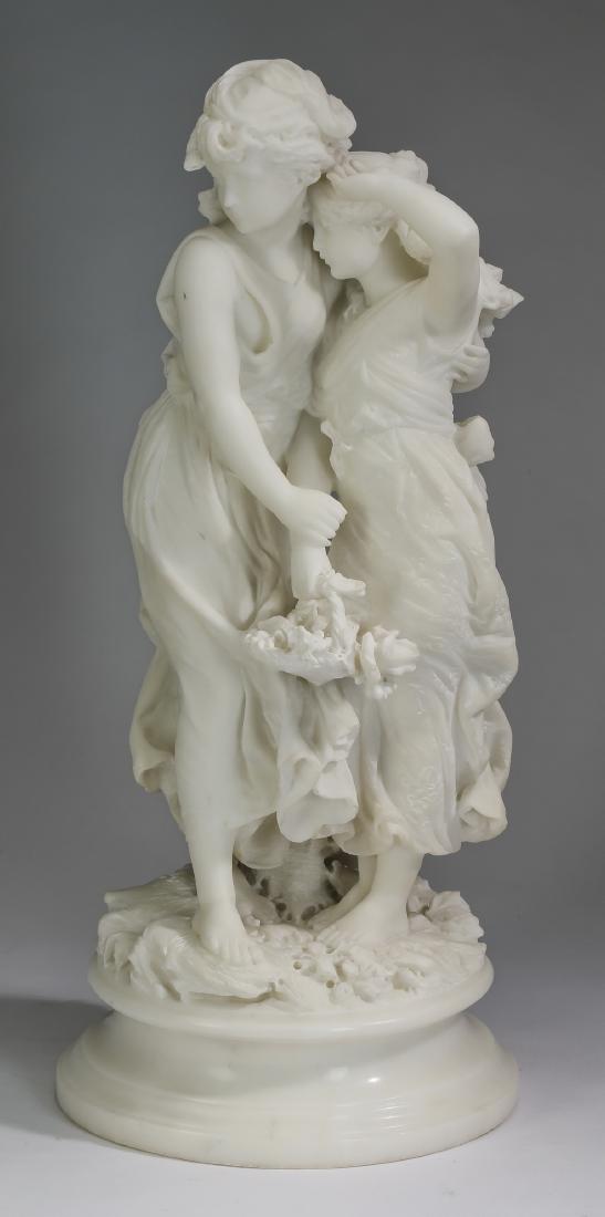 19th c marble sculpture, 'Consolation', signed Moreau