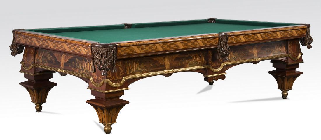 Handcrafted Italian Marquetry Inlaid Pool Table