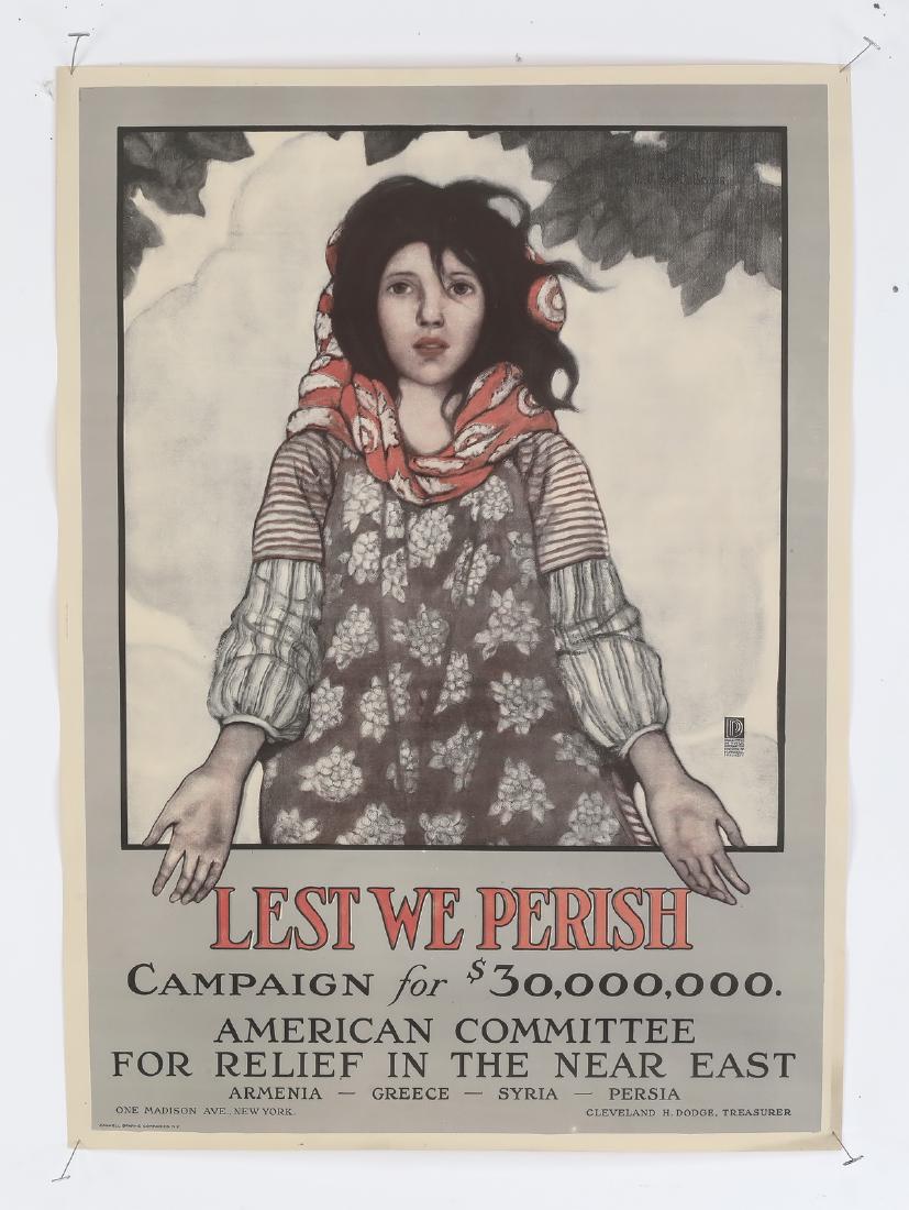 WWI 'Lest We Perish' relief poster, ca. 1915