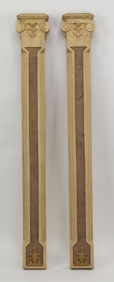 (2) Unfinished carved wood pilasters, 53"h