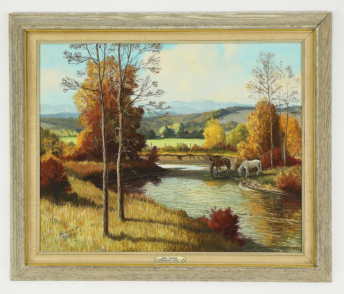 Bernard P. Thomas O/b Autumn Landscape W/ Horses