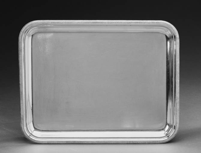 Christofle Silver Plate Tray In The 'colbert' Pattern