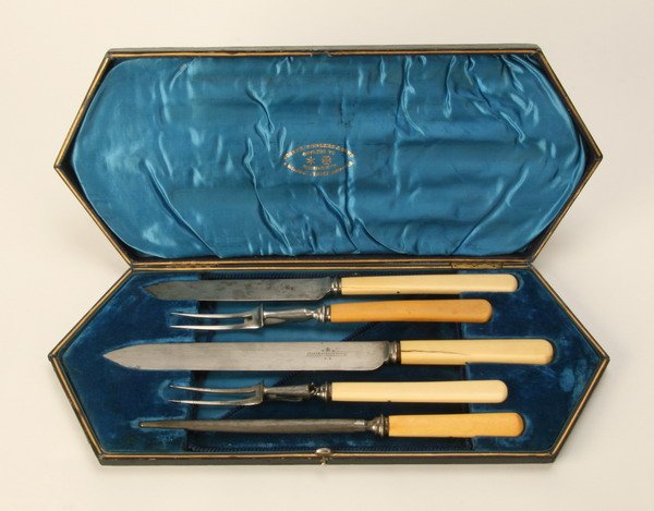 9: 6-piece ivory handled cutlery set, maker marked