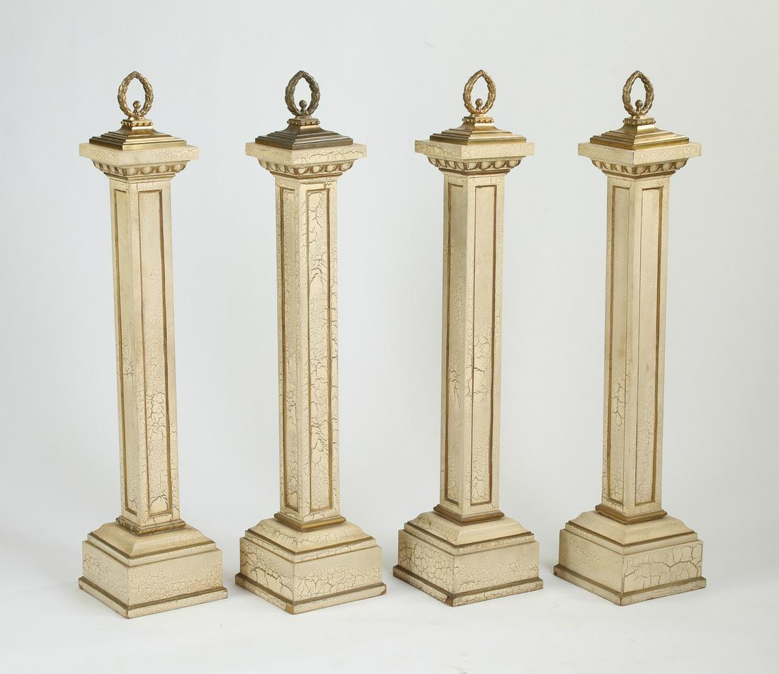 (4) Neoclassical Style Stanchions W/ Bronze Caps