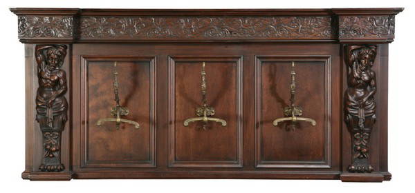Carved Walnut Wall Mounted Coat Rack