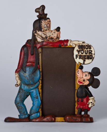 Mid 20th C. Goofy And Mickey Cast Iron Frame
