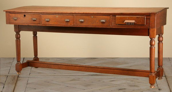 47: 19th c. oak train station master's desk