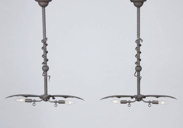 (2) Serpent And Winged Bat Light Fixtures