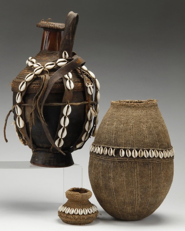 (2) African hand crafted water vessels