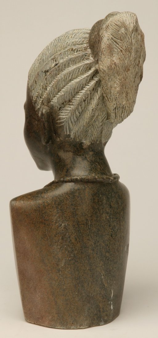 Hand carved marble bust of an African woman