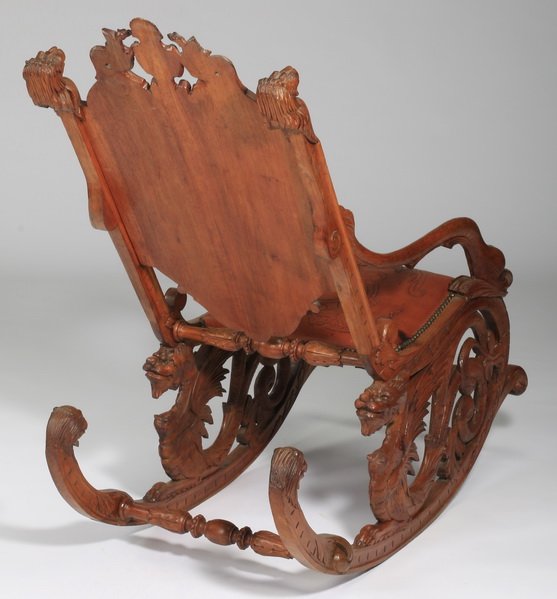 19th c. carved Venetian fantasy rocking chair