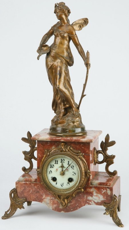 After Moreau, French 'libellule' Mantel Clock, 20"h