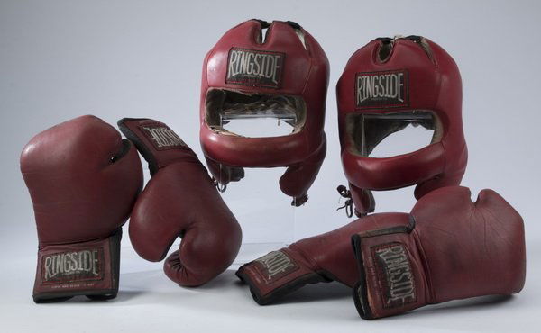 Vintage Boxing Gear Gloves And Head Protectors