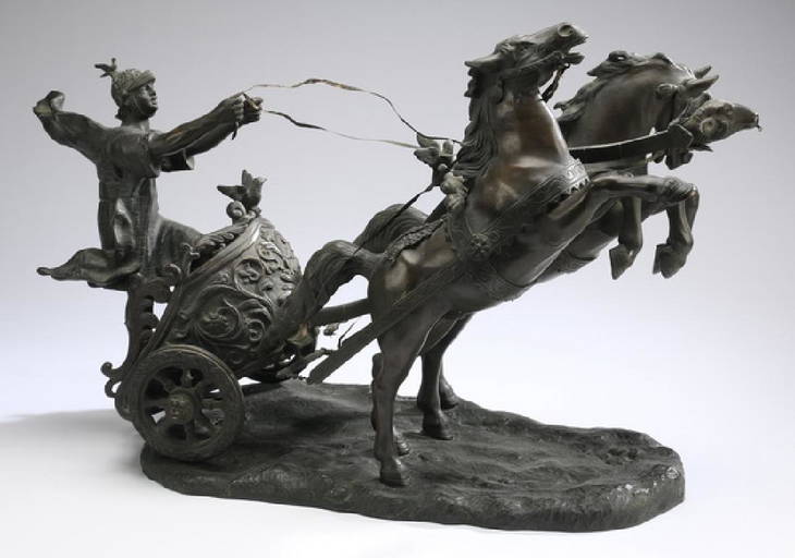 Continental Bronze, Roman Chariot Racer W/horses