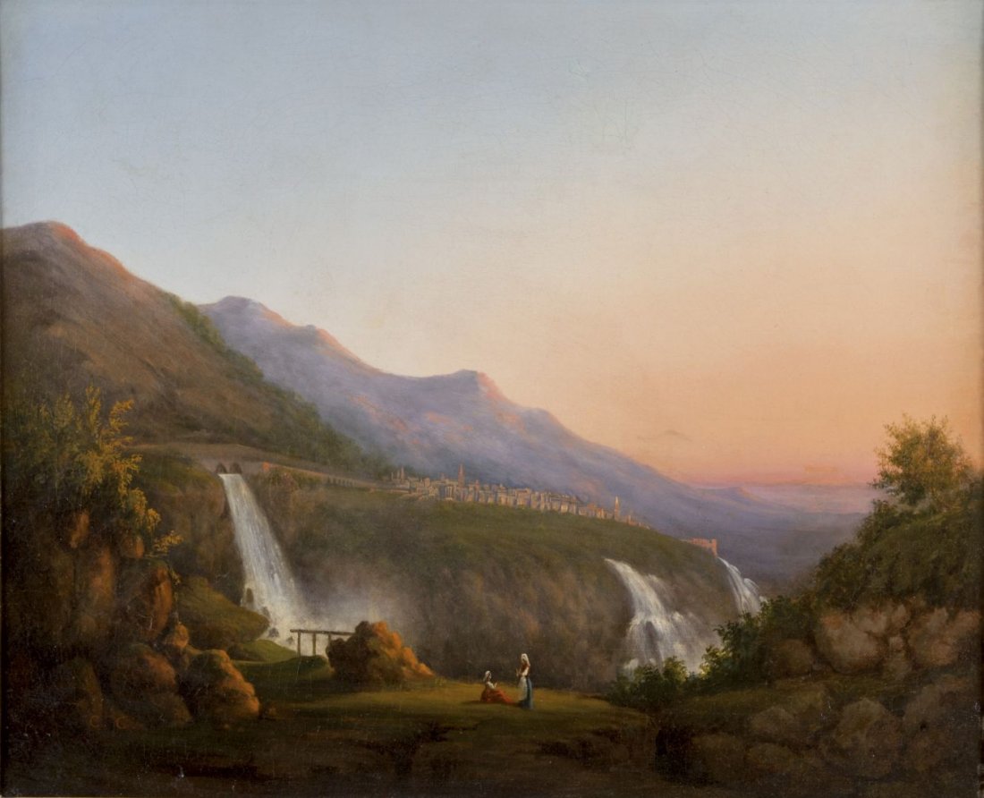 Xix Century North European Painter Tivoli Falls Oil