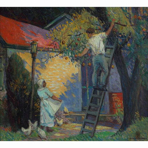 Carl Rudolph Krafft, "cottage Door" C.1920; Oil