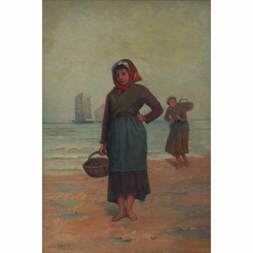 Jacques Eugene Feyen, Along The Shore, C.1870; Oil