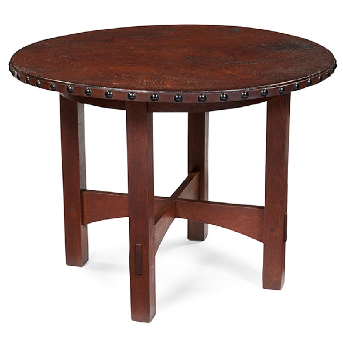Gustav Stickley Lamp Table, #626 40"dia X 30"h