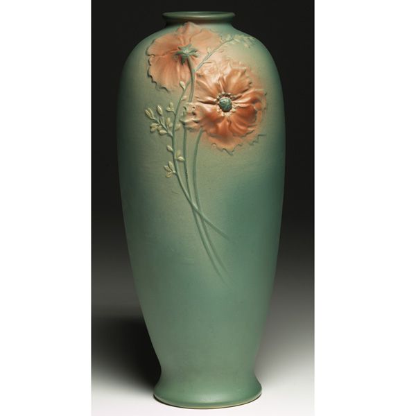 Weller Art Nouveau Vase, Raised Poppy