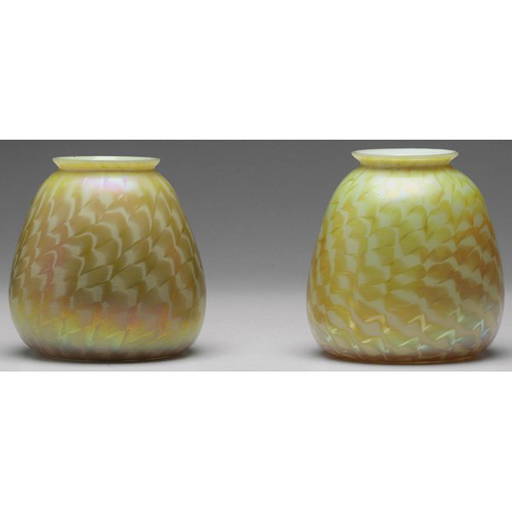 Quezal Shades, Pair, Bulbous Shape