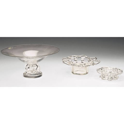 Steuben Bowl, W/ Steuben Flower Frog, W/steuben F