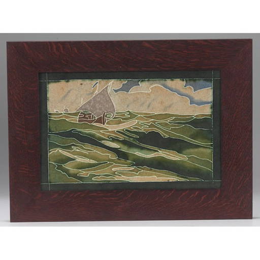 Large Owens Tile, Attribution, With A Carved And P