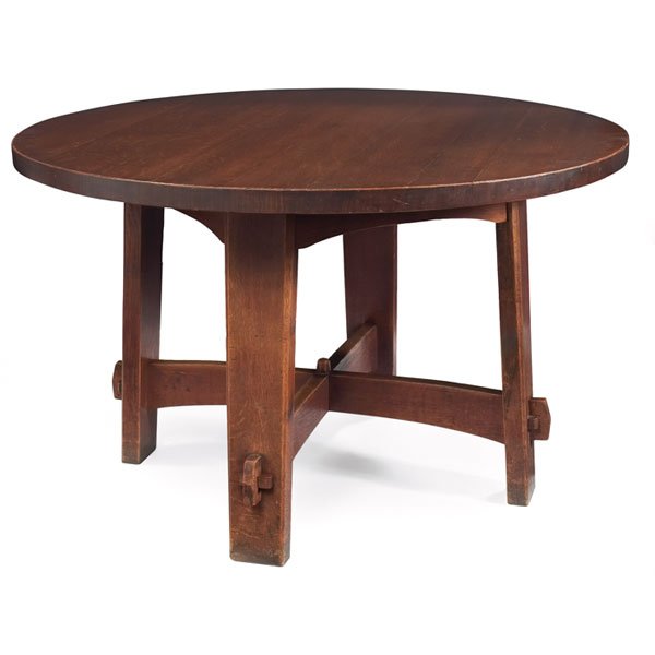 31: Gustav Stickley library table, #636, paper label