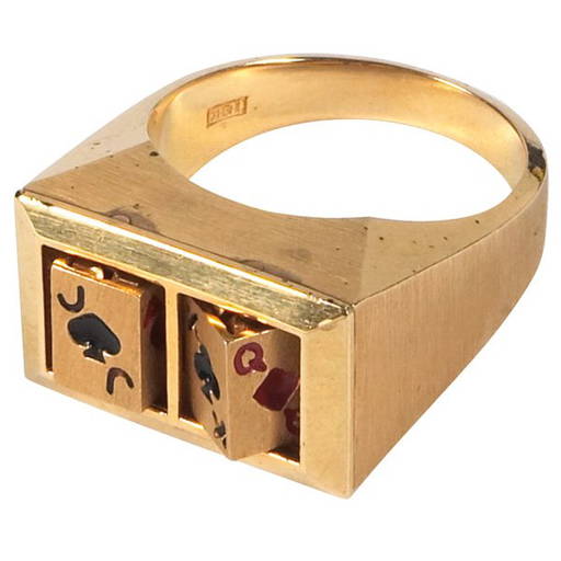 Kinetic 18k Gold Man's Poker Playing Cards Ring