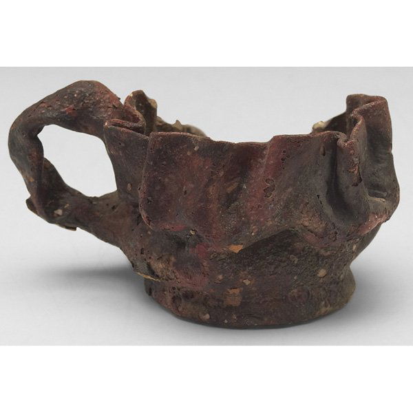 George Ohr handled vessel burnt baby