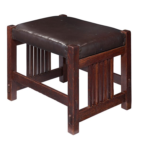 Gustav Stickley, spindle stool, #395