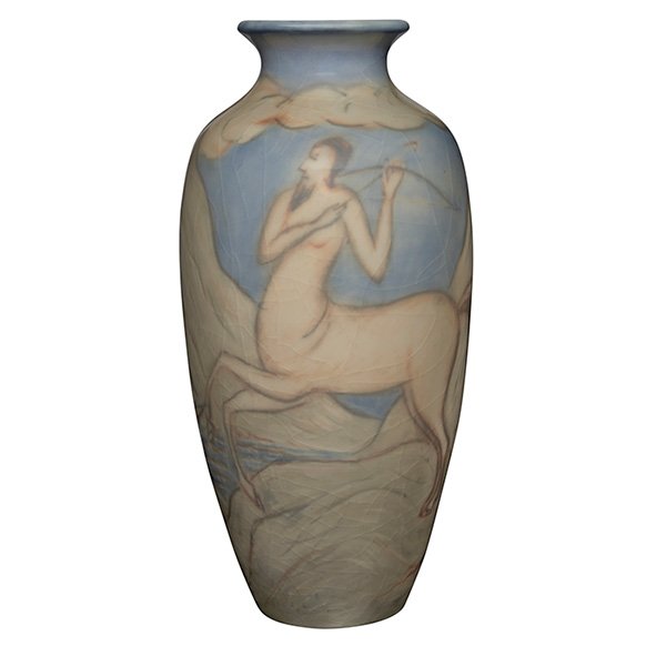 Jens Jensen Rookwood Pottery, Warrior and Centaur vase,