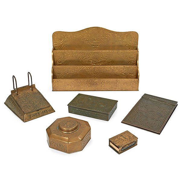 Tiffany Studios Zodiac assembled six-piece desk set