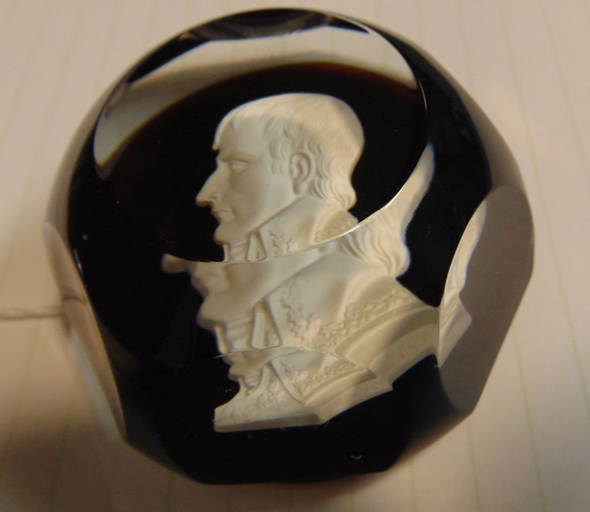 Baccarat Crystal Cameo Paperweight Of Napoleon