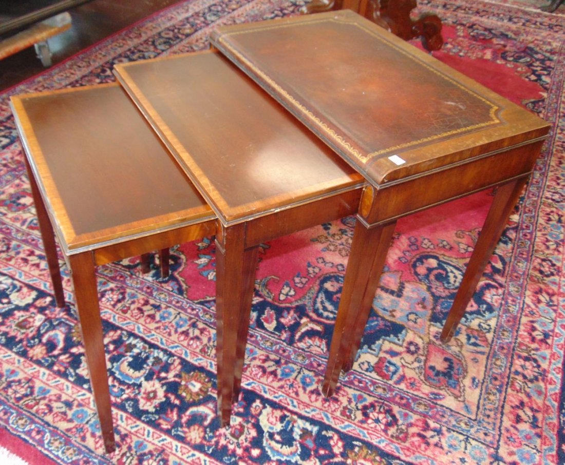 Vintage Set of 3 Inlaid Mahogany Stack Tables