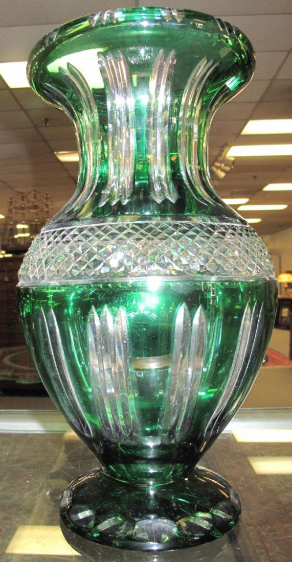 Emerald Green European Cut Crystal Vase