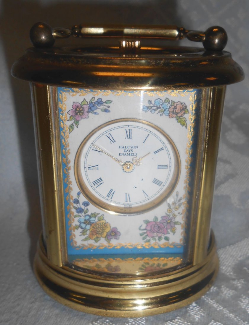 Halcyon Days Enameled Miniature Carriage Clock