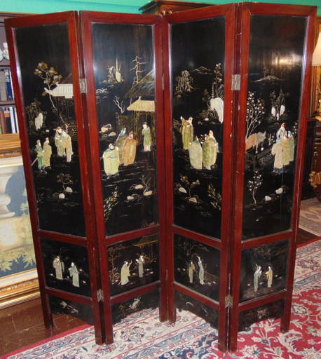Vintage 4 Panel Oriental Screen