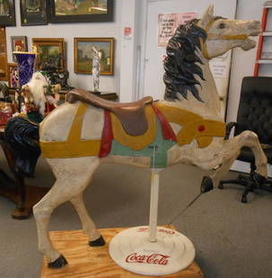 Vintage Carousel Horse On Coca Cola Stand