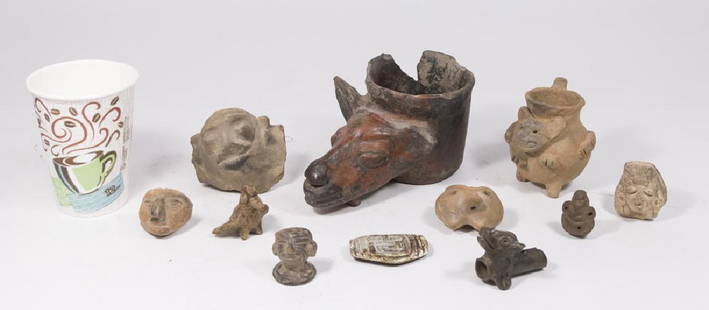 (2) Boxes Of Pottery & Stone Whistles And Flutes
