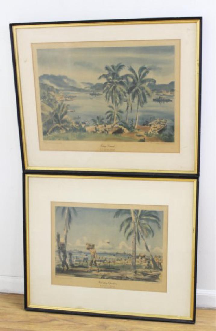 Dwight Shepler, Pair WWII Colored Prints