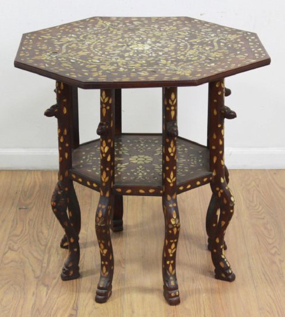 Octagonal Mother Of Pearl Inlaid 8 Legged Table