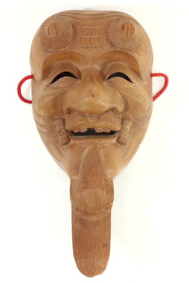 Japanese Carved Wood Mask