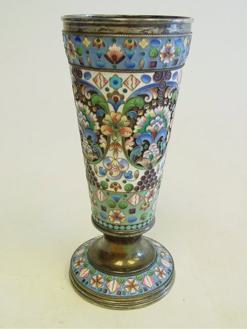 Russian Silver & Enamel Cup By Fedor Ruckert
