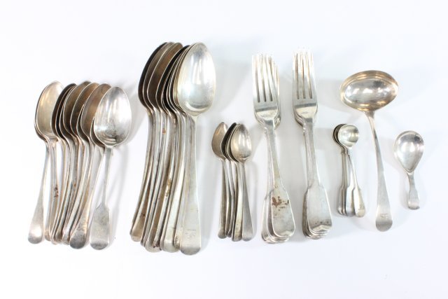 45 Pieces Georgian Silver Flatware Set