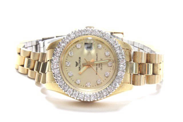 Waltham Quartz Watch With Diamond Bezel