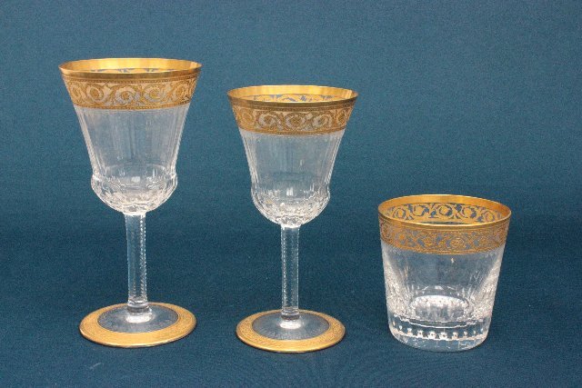 18 Gilt Etched Crystal St. Louis Glasses