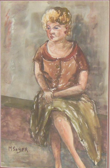M Soyer Watercolor "Seated Lady"
