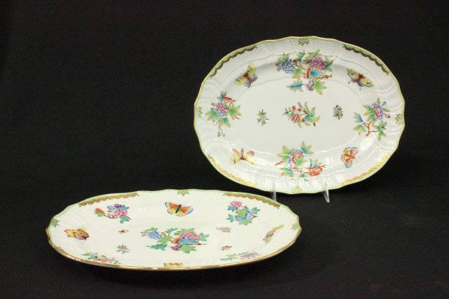 2 Herend Porcelain Queen Victoria Oval Platters